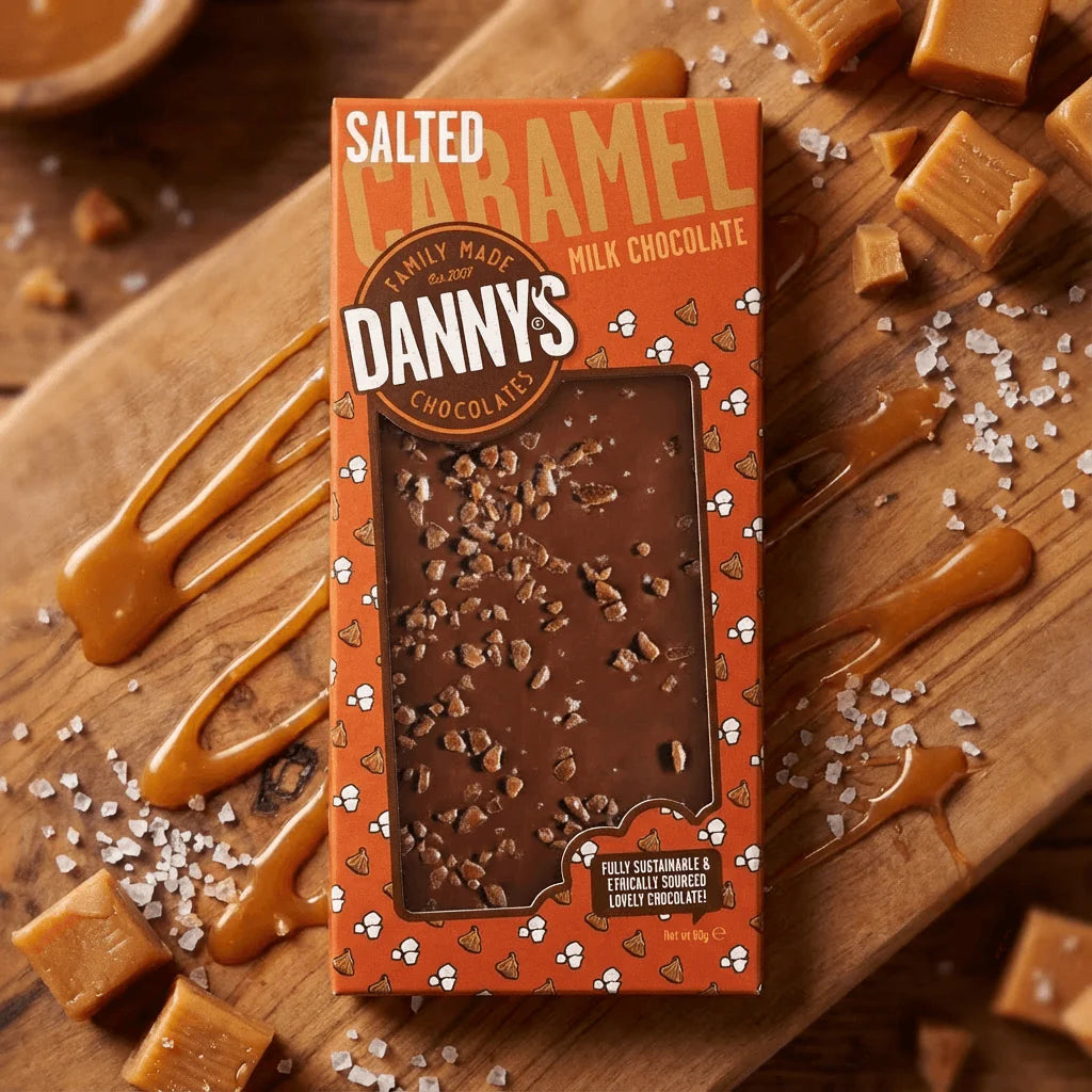 Danny’s Salted Caramel Milk Chocolate Bar (80g) – Purpink KCB Gift Shop